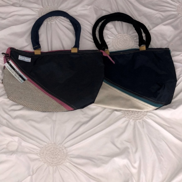 Bags | Set Of 2 Denim Colr Block Shoulder Bags | Poshmark